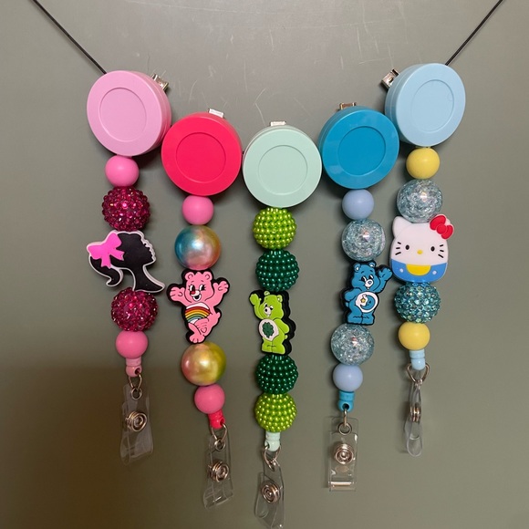 Hand Crafted | Accessories | Beaded Badge Reels Care Bear Barbie Hello ...